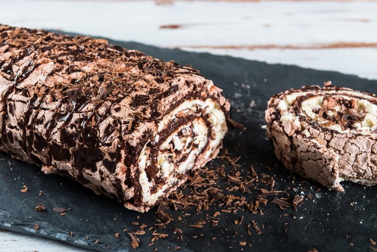 Chocolate Coffee Meringue Roulade
